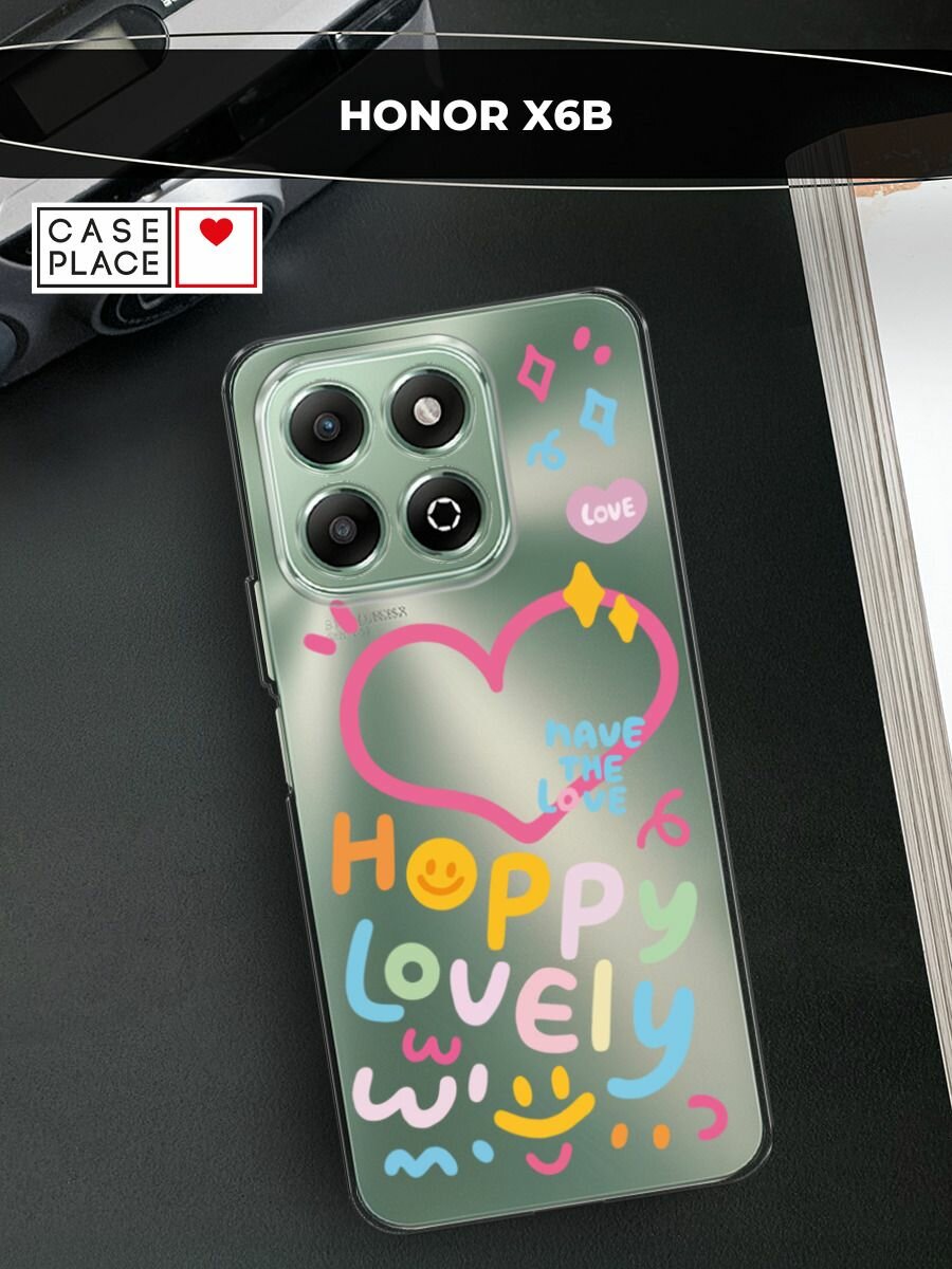 Чехол на Honor X6b / Хонор X6b с принтом "Happy lovely", прозрачный