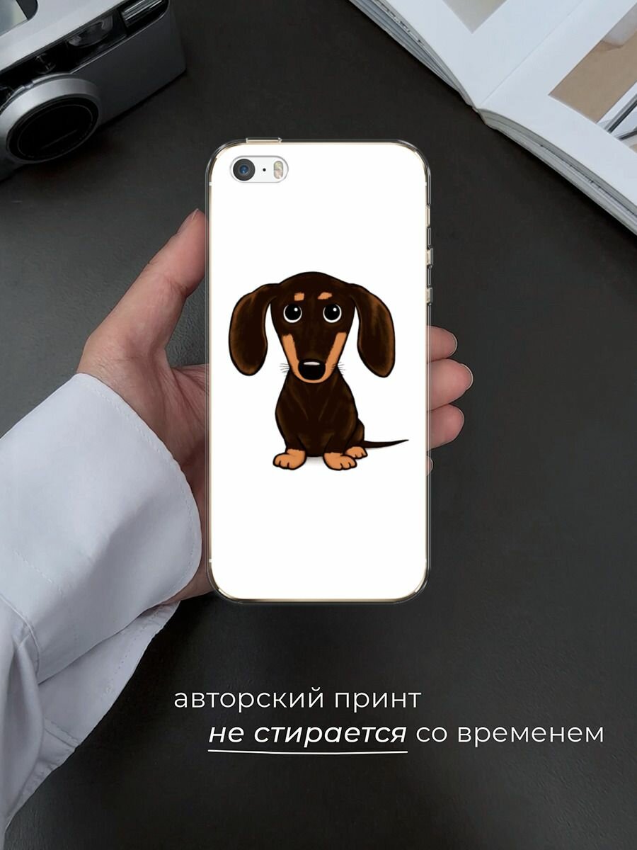 Чехол на Apple iPhone 5/5S/SE / Айфон 5/5S/SE с принтом "Маленькая такса" — фото 1