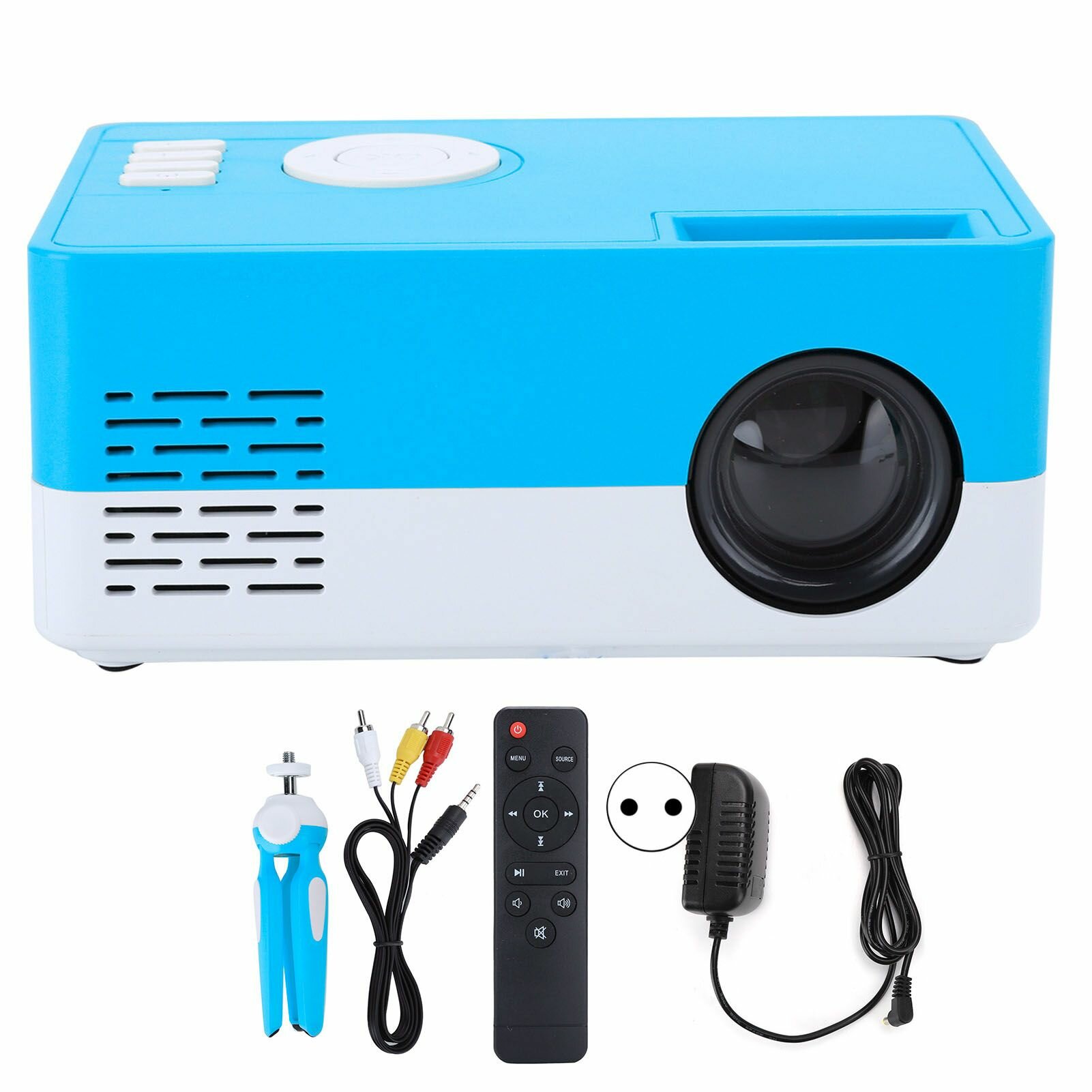 Мини-проектор LED, домашний кинотеатр, 100-240 В, белый, синий EU штекер