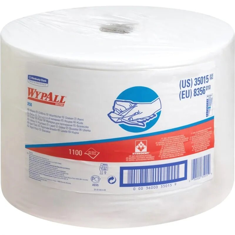Материал протирочный нетканый KIMBERLY-CLARK WYPALLxX50LROLLWH1P1X1100, 31х24.9 см, белый