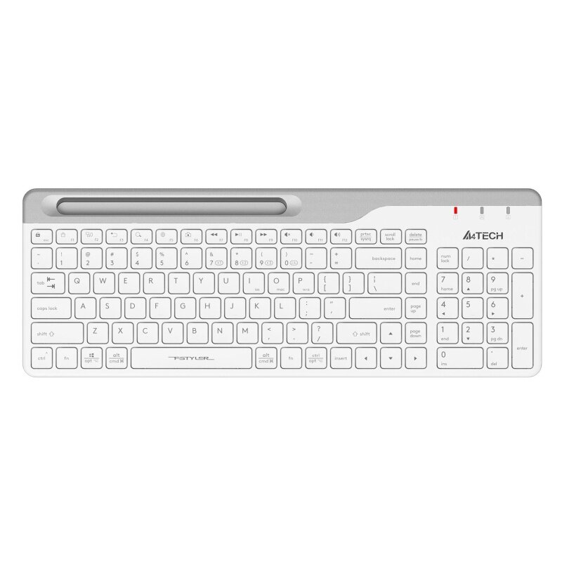 Клавиатура A4Tech "Fstyler", бело-серая, USB, беспроводная, Bluetooth, Radio (FBK25 WHITE)