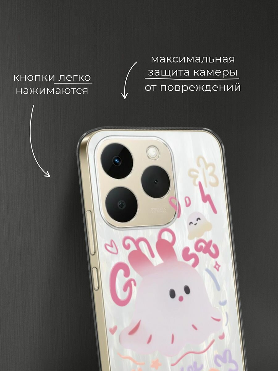 Чехол на Realme 15T / Реалми 15Т с принтом "Милое розовое привидение" — фото 1