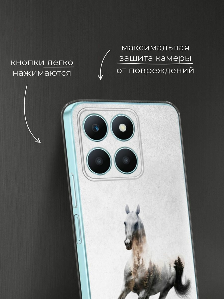 Силиконовый чехол на Honor X6A / Хонор X6A с принтом "Лошадь лес" — фото 1