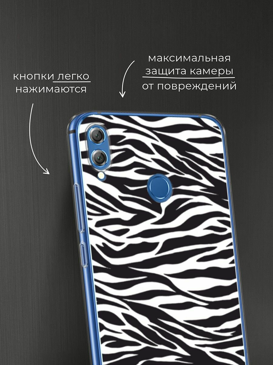 Силиконовый чехол на Honor 8X / Хонор 8Х с принтом "Принт зебра" — фото 1