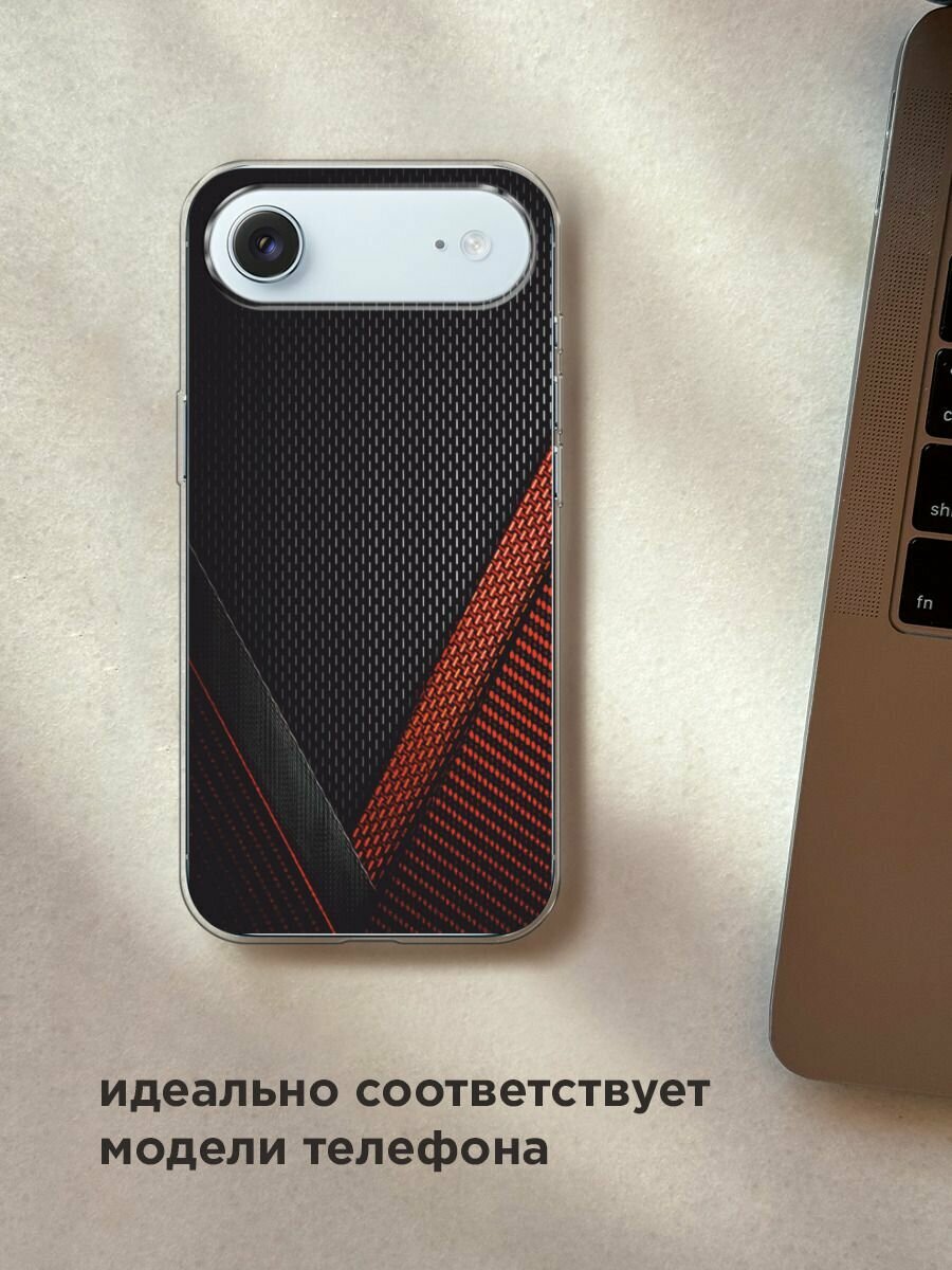 Чехол на Apple iPhone Air / Айфон Айр с принтом "Красный карбон" — фото 1