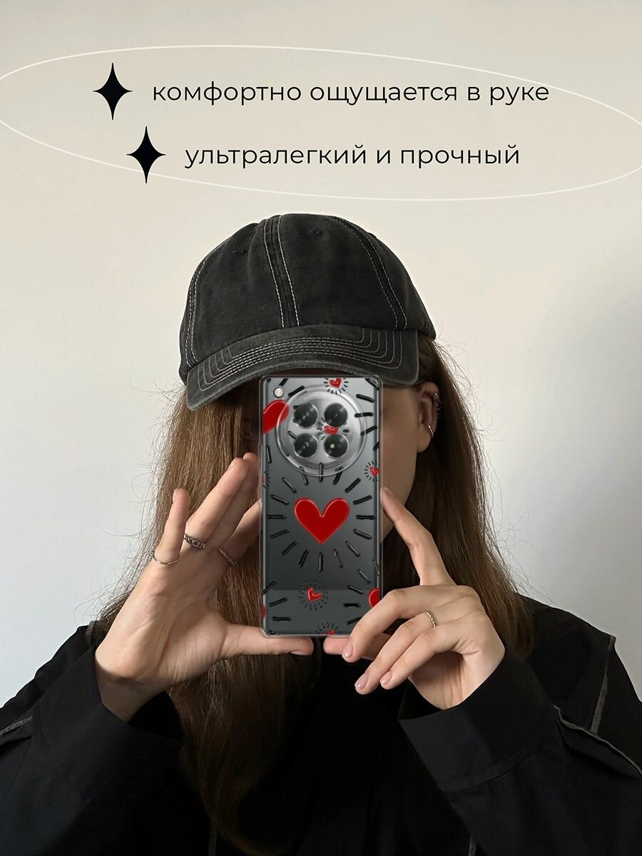 Чехол на Infinix Zero 40 5G / Инфиникс Зеро 40 5G с принтом "Бордовые сердца паттерн" — фото 1