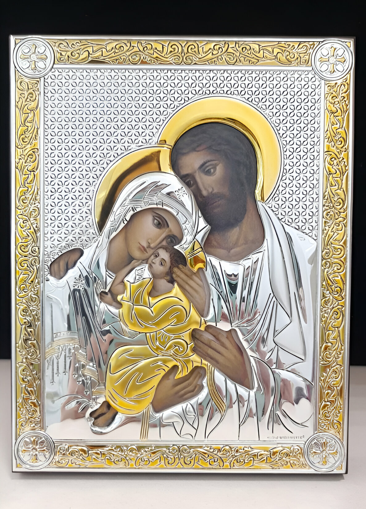 Икона Beltrami "Святое Семейство", посеребренный оклад, 18x14 см