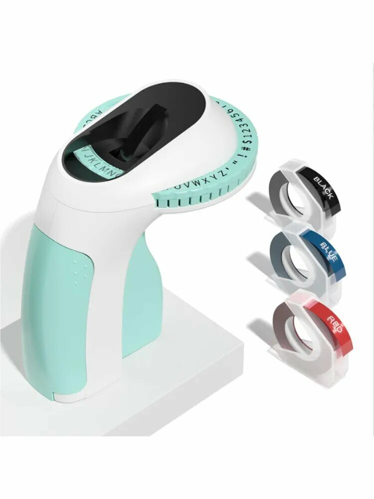 Стильный портативный принтер для этикеток с 3 рулонами ленты - зеленый