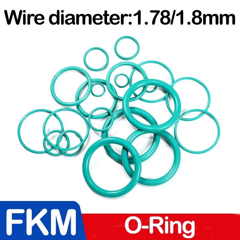 Зеленое уплотнительное кольцо FKM, толщина сальника, масляные прокладки, топливная шайба, уплотнительные кольца из фторкаучука, внутренний диаметр 1,78-118 мм, диаметр проволоки 1,78/1,8 мм