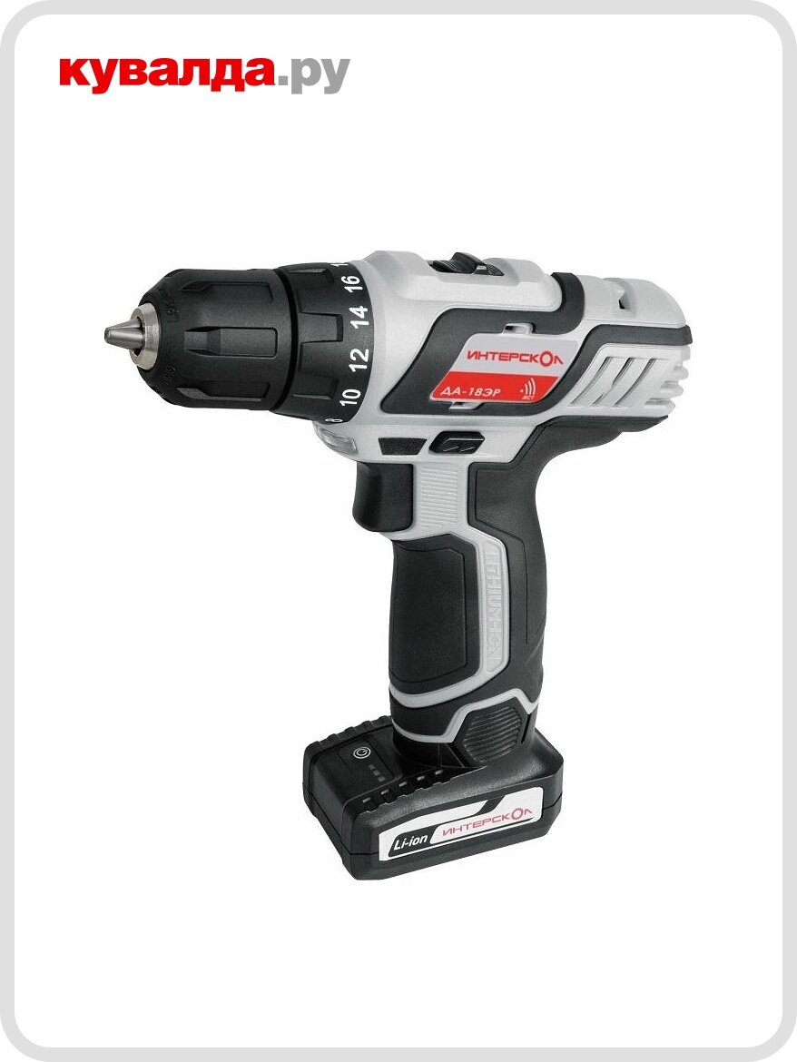 Дрель-шуруповерт аккумуляторная ИНТЕРСКОЛ ДА -18ЭР ( 2.0 А. ч. ) Промо