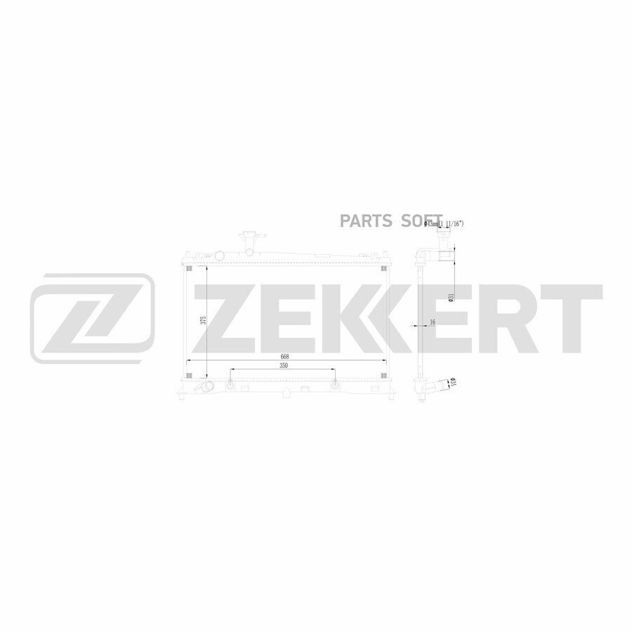 ZEKKERT MK-1664 Радиатор охлаждения двигателя Mazda 6 III 02- ()