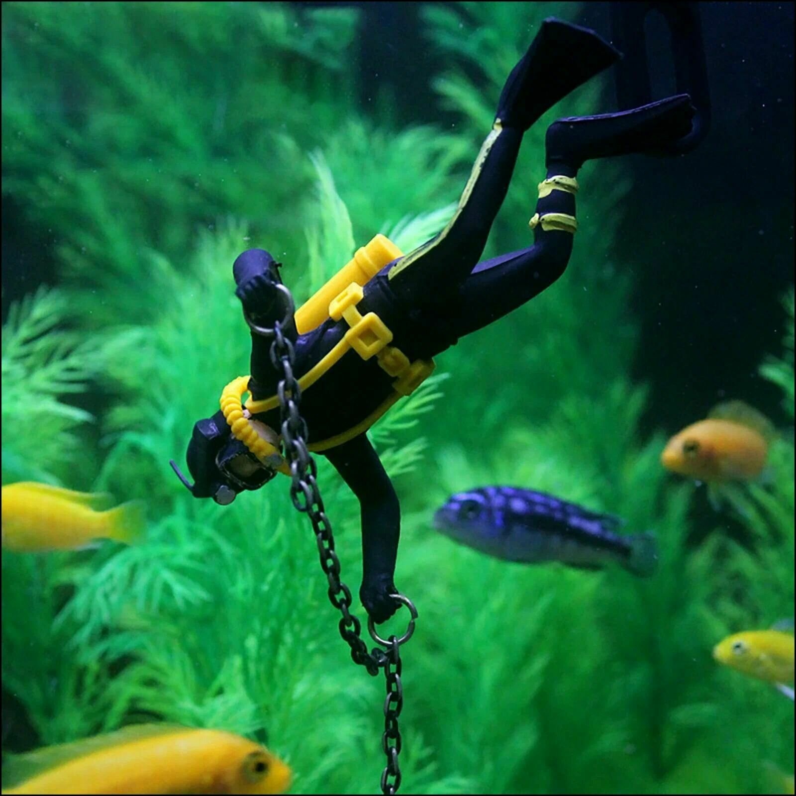 Декорация, Декор для аквариума/Аквалангист, водолаз, фигурка охотник за сокровищами/ сундук с сокровищами