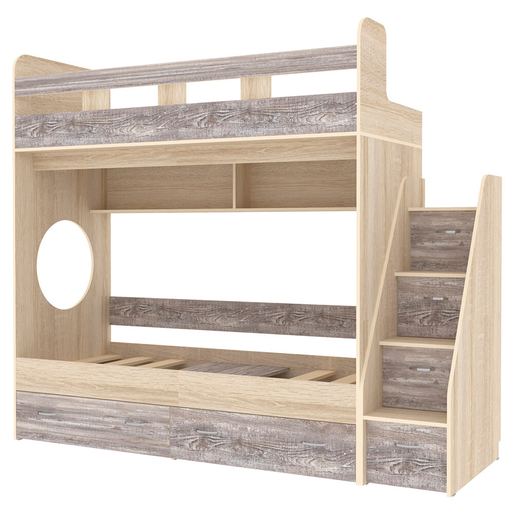 Двухъярусная кровать Юниор 1 80х190 Дуб Сонома Бетон