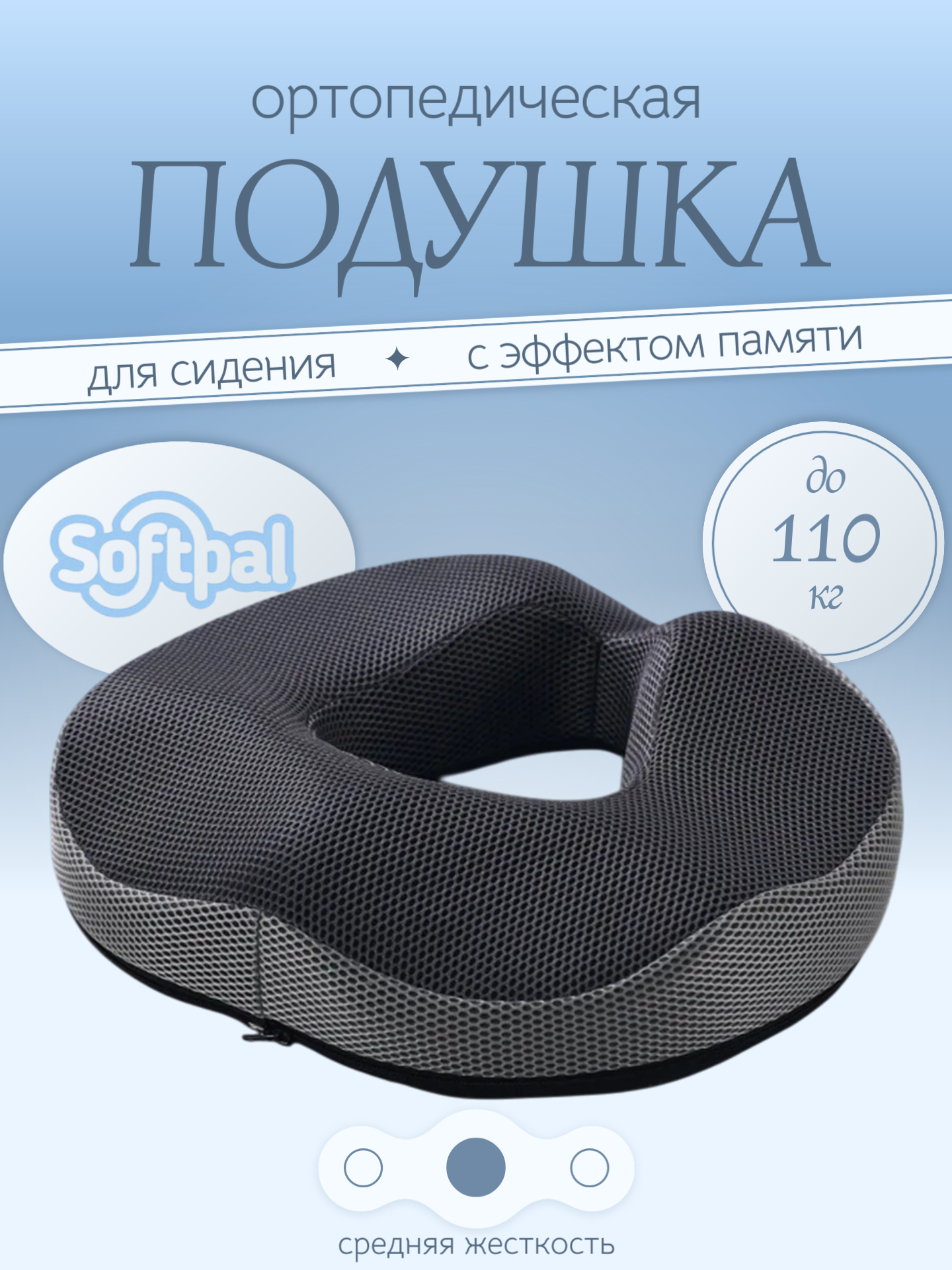Подушка ортопедическая на кресло, стул с эффектом памяти, для беременных, для позвоночника и геморроя