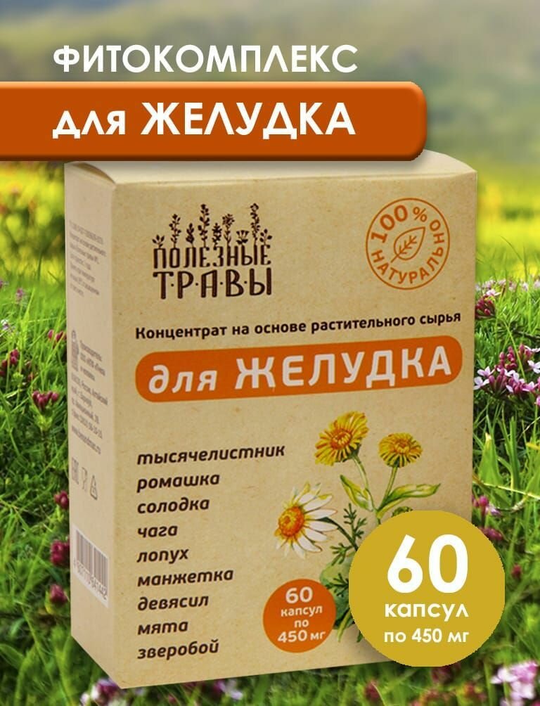 Фитокомплекс для Желудка Полезные травы, 60 капсул Пчела и человек
