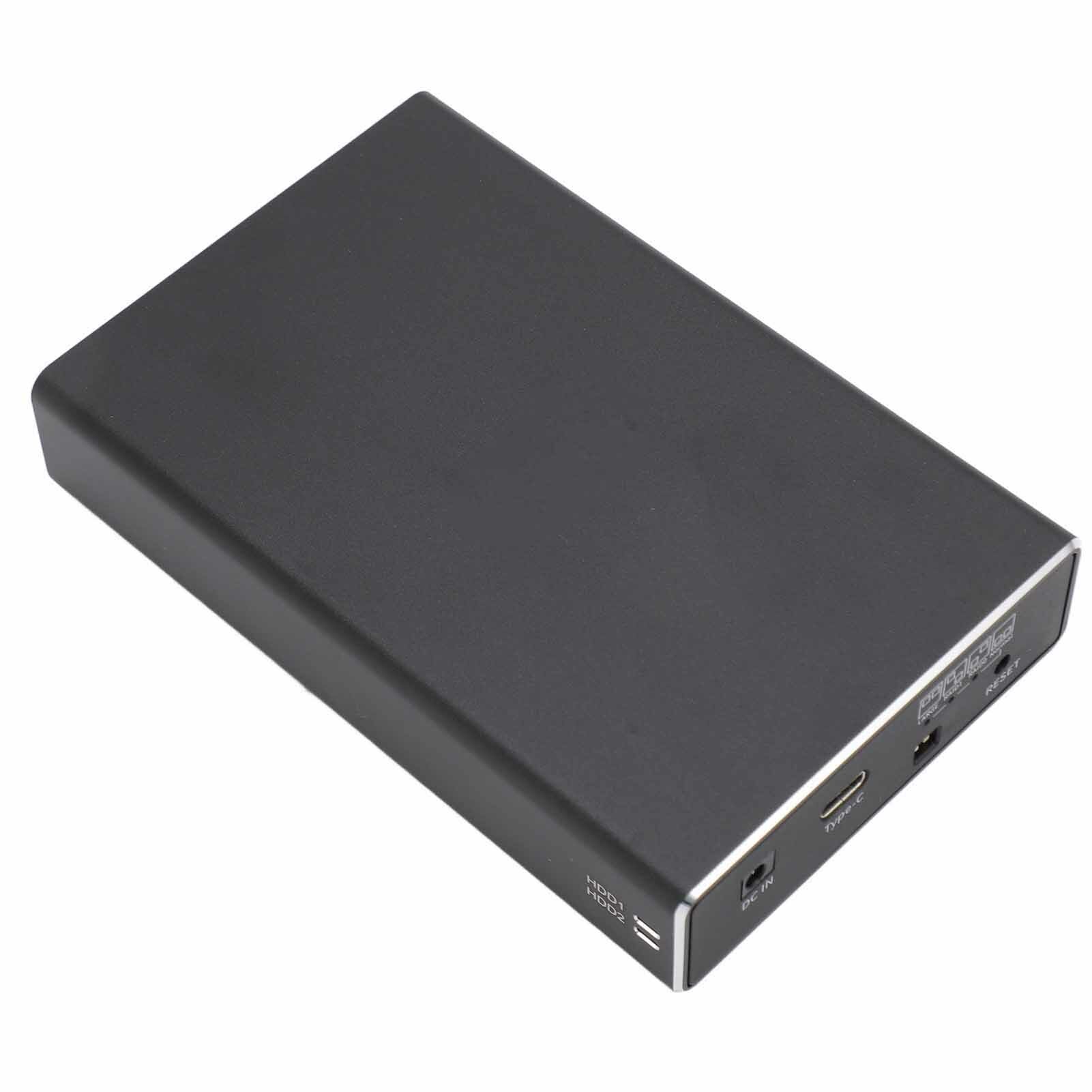 Корпус для внешнего жесткого диска Dual Bay RAID USB C 10Gbps 2.5 дюйма для HDD SSD SATA I/II/III, поддержка 2 дисков 2.5 дюйма, 7-9.5мм, 6ТБ на диск, 12ТБ общий, RAID 0/1/LARGE/NORMAL, черный, Aluminum Alloy ABS