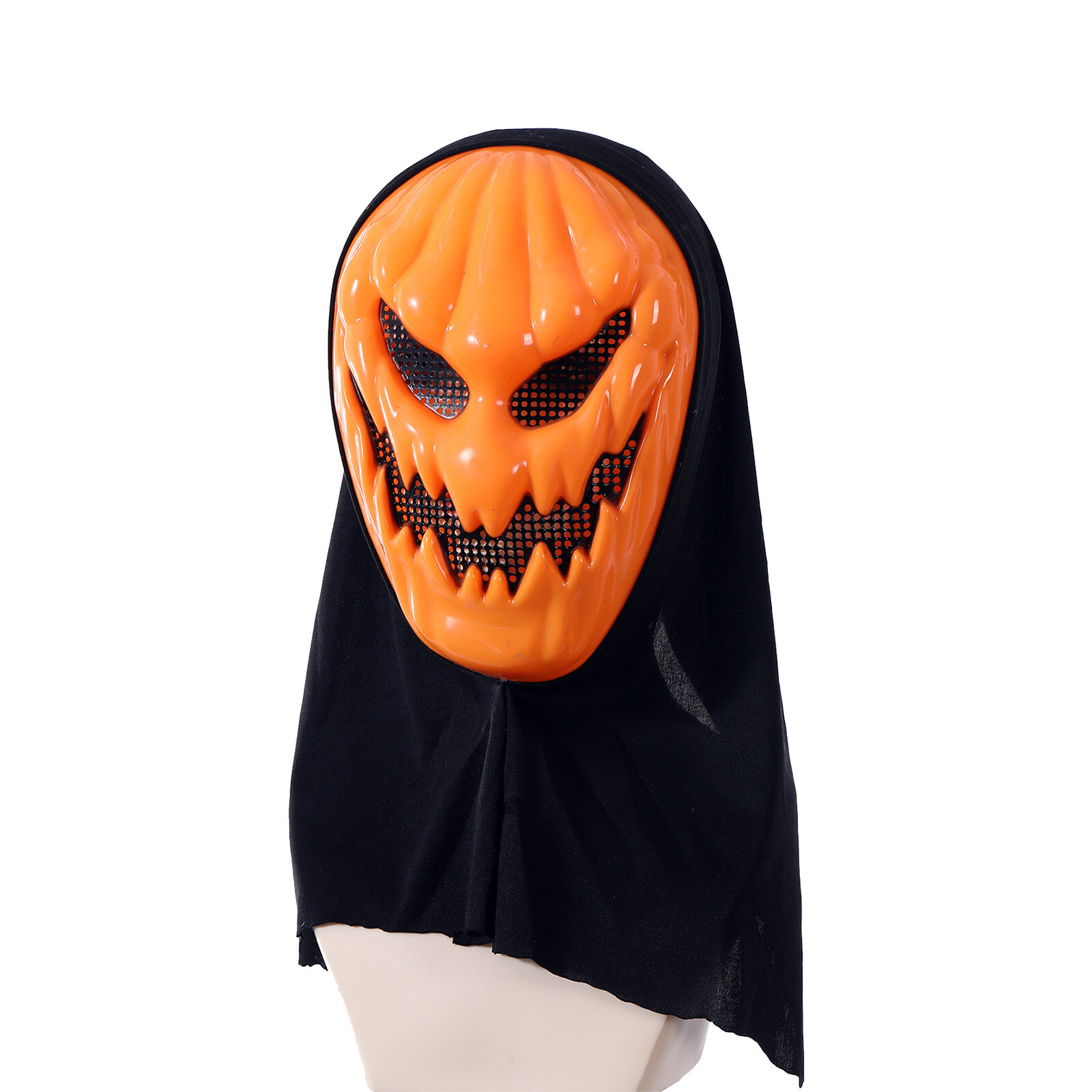 Маски тыквы для Хэллоуина Horror Adult Pumpkin Masks для костюмов и косплея, черно-оранжевые, пластик и ткань, размер 25*17*6см, вес 90г, 1 шт, для вечеринок Хэллоуина, дома, ресторанов, декораций и атрибутики для зомби-вечеринок