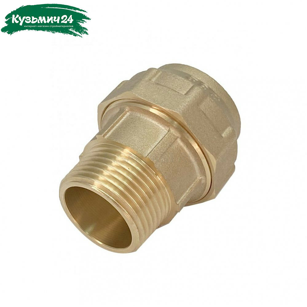 Муфта обжимная TDM 32-1", НР, для труб ПНД, прямая, латунь