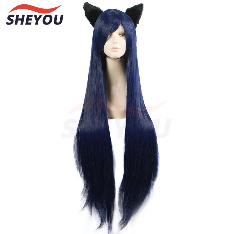 SHEYOU Парик Ahri темно-синий 100 см Темно-синий, Wig and Ears