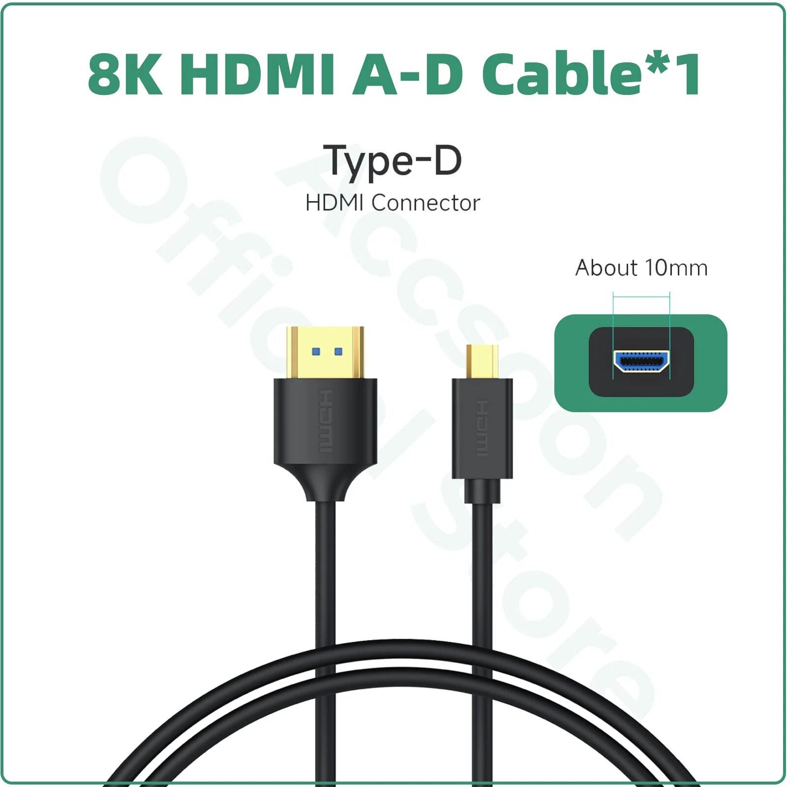Accsoon 8K HDMI A-D кабель, HDMI D, 10 мм