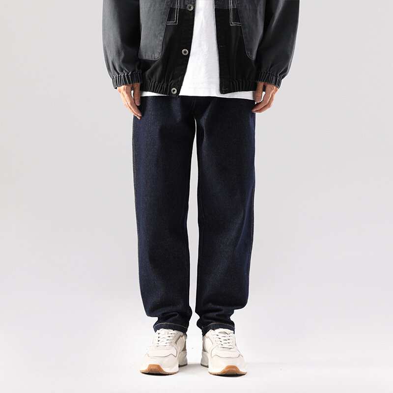 Охоты Брюки JYL Конусные джинсы мужские американские зимние толстые джинсы широкие уличные натуральные цвета прямые