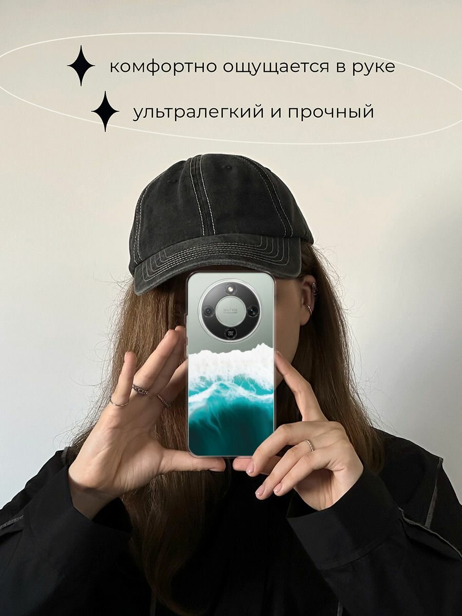 Чехол на Honor X9d / Хонор X9d с принтом Большая волна, прозрачный — фото 1