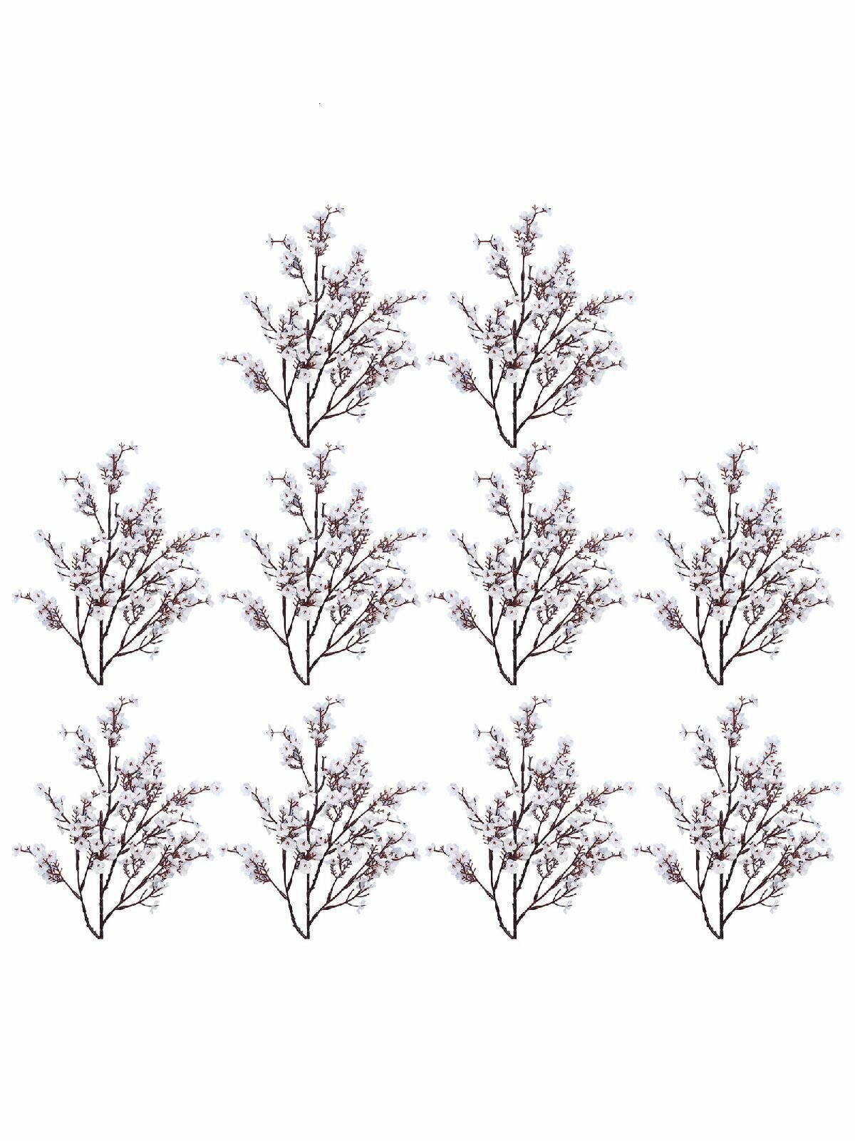 Стабилизированныецветы,10 шт, имитация шелковой ткани Gypsophila-белая