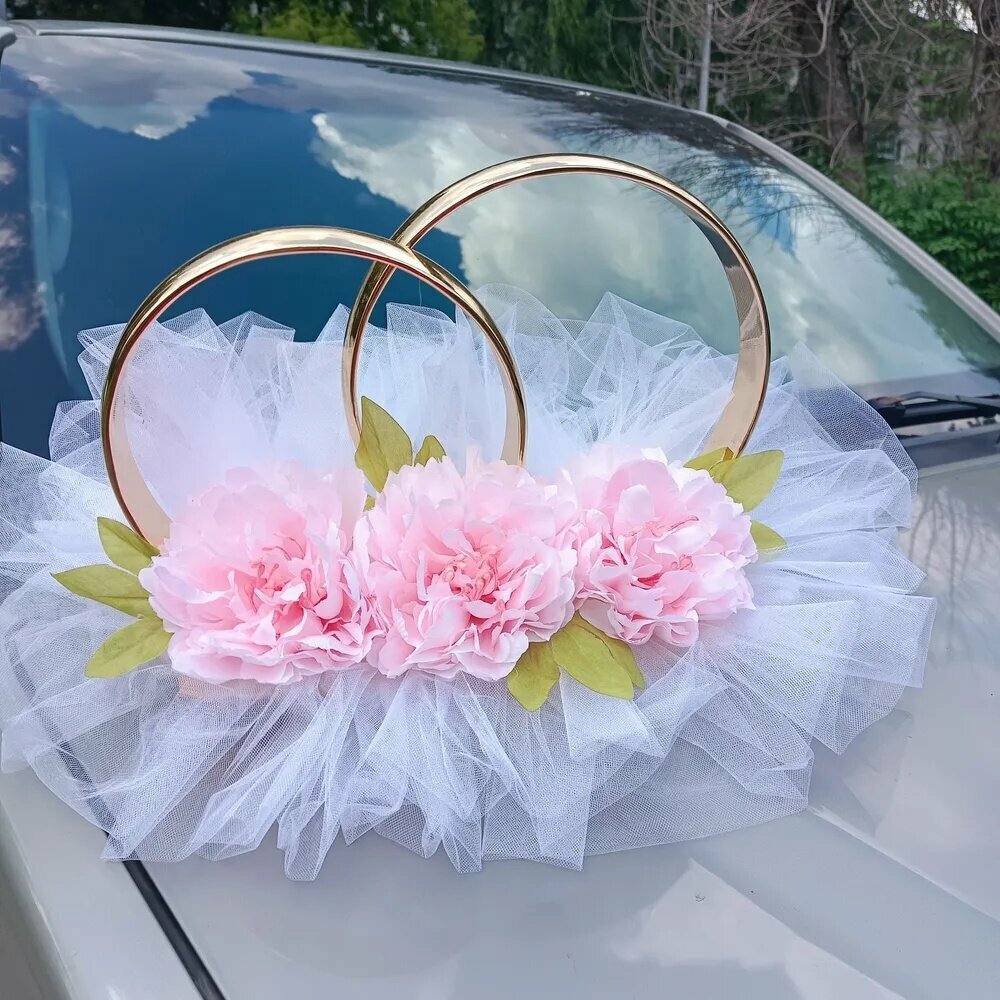 Кольца свадебные Белые Розовые. Нежные. Пионы.