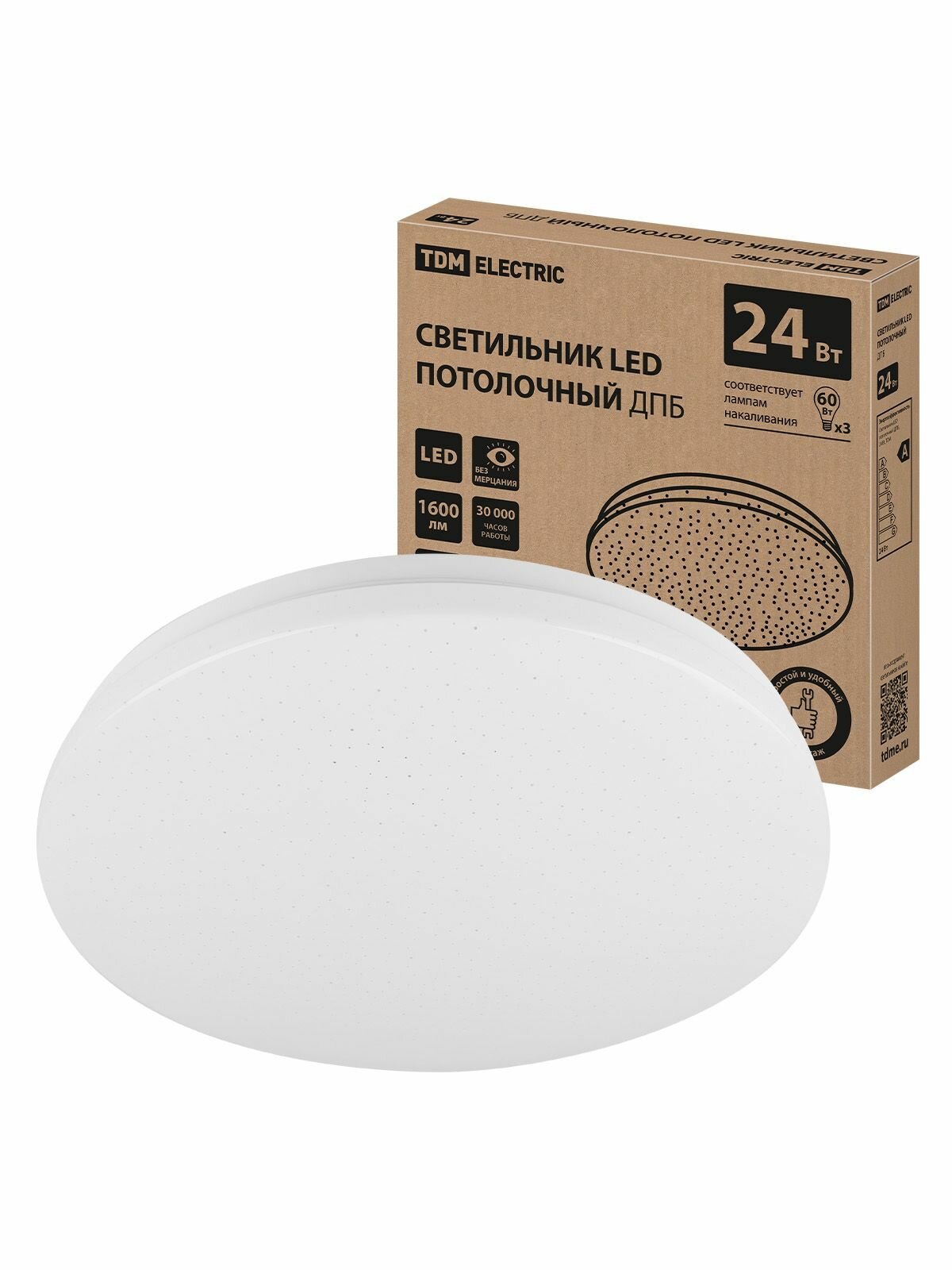 Светильник TDM LED потолочный ДПБ 02, 24 Вт, 6000 К, Звездное небо