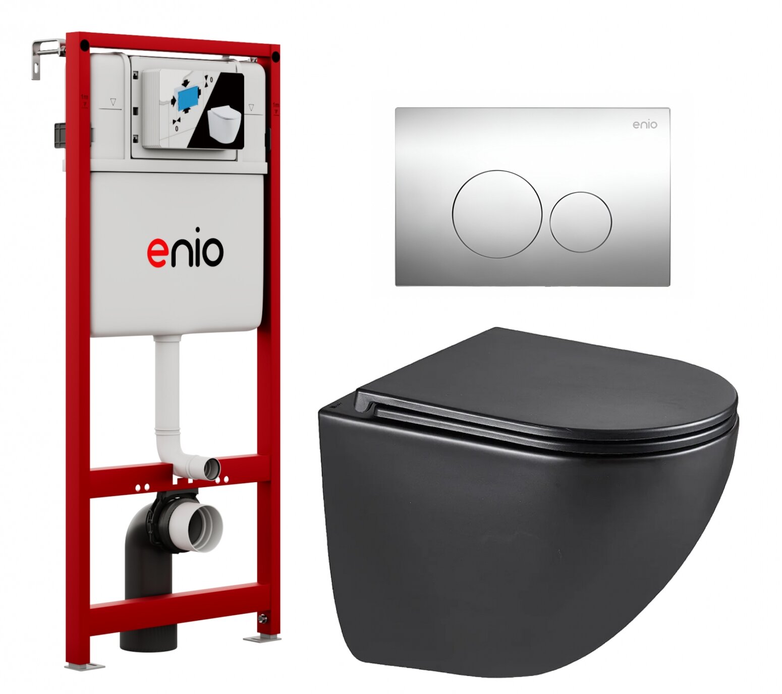 Комплект 3 в 1 инсталляция Enio Profi EN7050050 + Унитаз подвесной Lemark Glazer 9612004 + кнопка хром Sfera