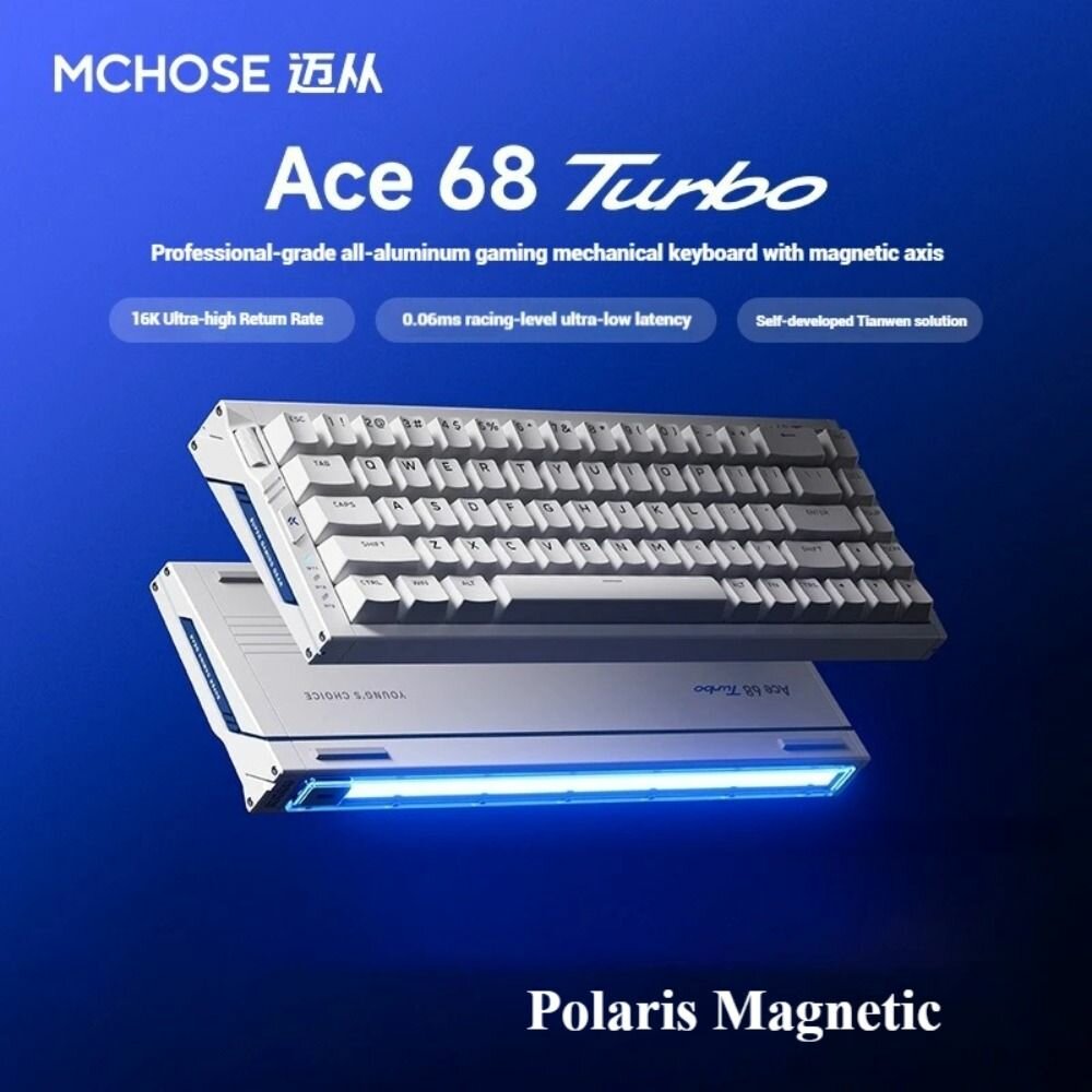 MCHOSE Ace 68 Turbo Магнитный Переключатель Игровой Клавиатуры, Низкая Задержка 16K 0,001 Мм (Polaris Magnetic)