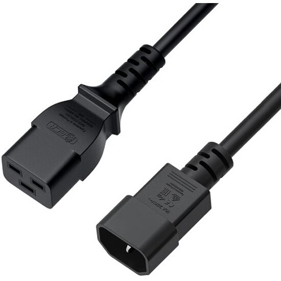 Кабель питания Greenconnect PROF С19 - С14, 3*1,5mm, медь, 2м. черный
