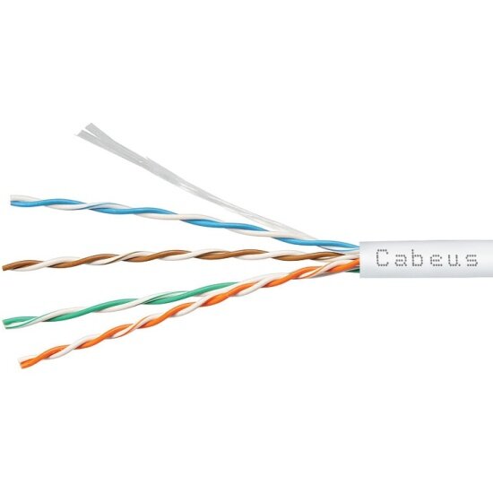 Кабель витая пара Cabeus U/UTP UTP-4P-Cat.5e-SOLID-LSZH-GY-50, кат. 5e, 4 пары (24 AWG), LSZH, одножильный, 50м. серый