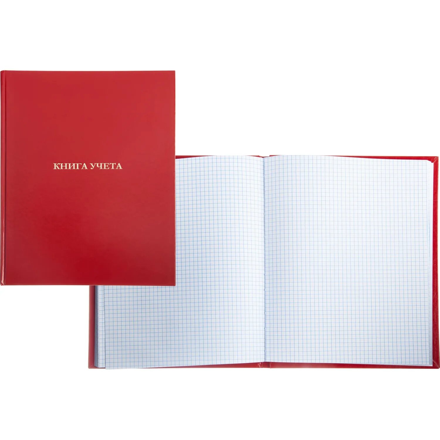 Книга учета 96л. в клетку офсет, обл. бумвинил красный