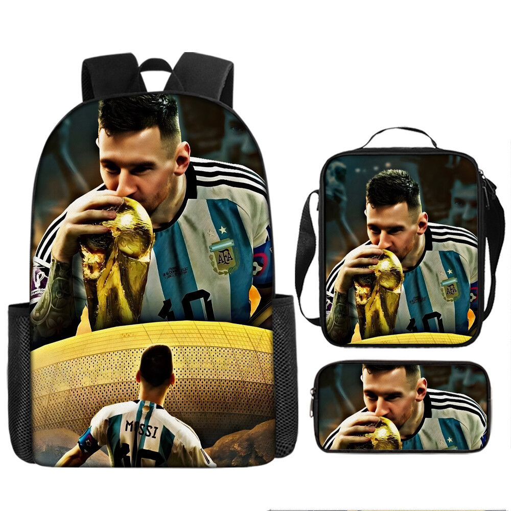 Футбольный чемпионат мира по футболу, периферийный студенческий школьный рюкзак, школьный рюкзак Месси, большой вместительный рюкзак из полиэстера, снижающий нагрузку, и набор ранцев