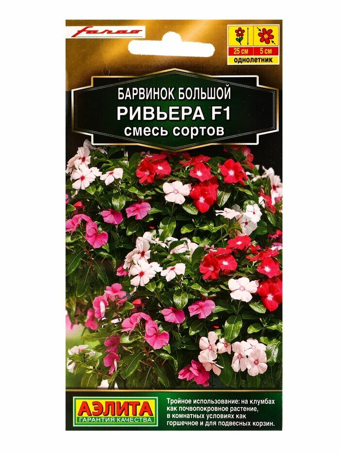 Семена цветов Барвинок Ривьера F1, смесь сортов С. Farao Золотая серия, Ц/П,5 шт. 10945303