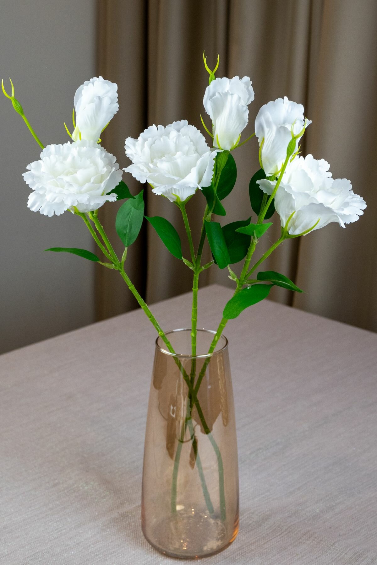 Искусственные цветы для декора Эустома белая флористическая 3 шт 55 см