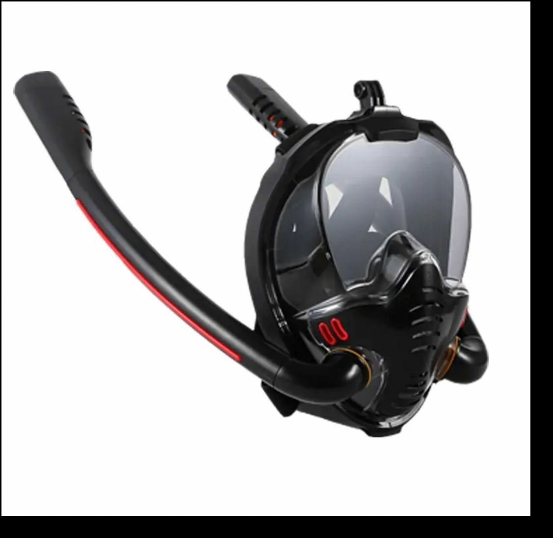 Маска для подводного плавания с двойной дыхательной трубкой/Полнолицевая маска для снорклинга с крепление для экшн камеры