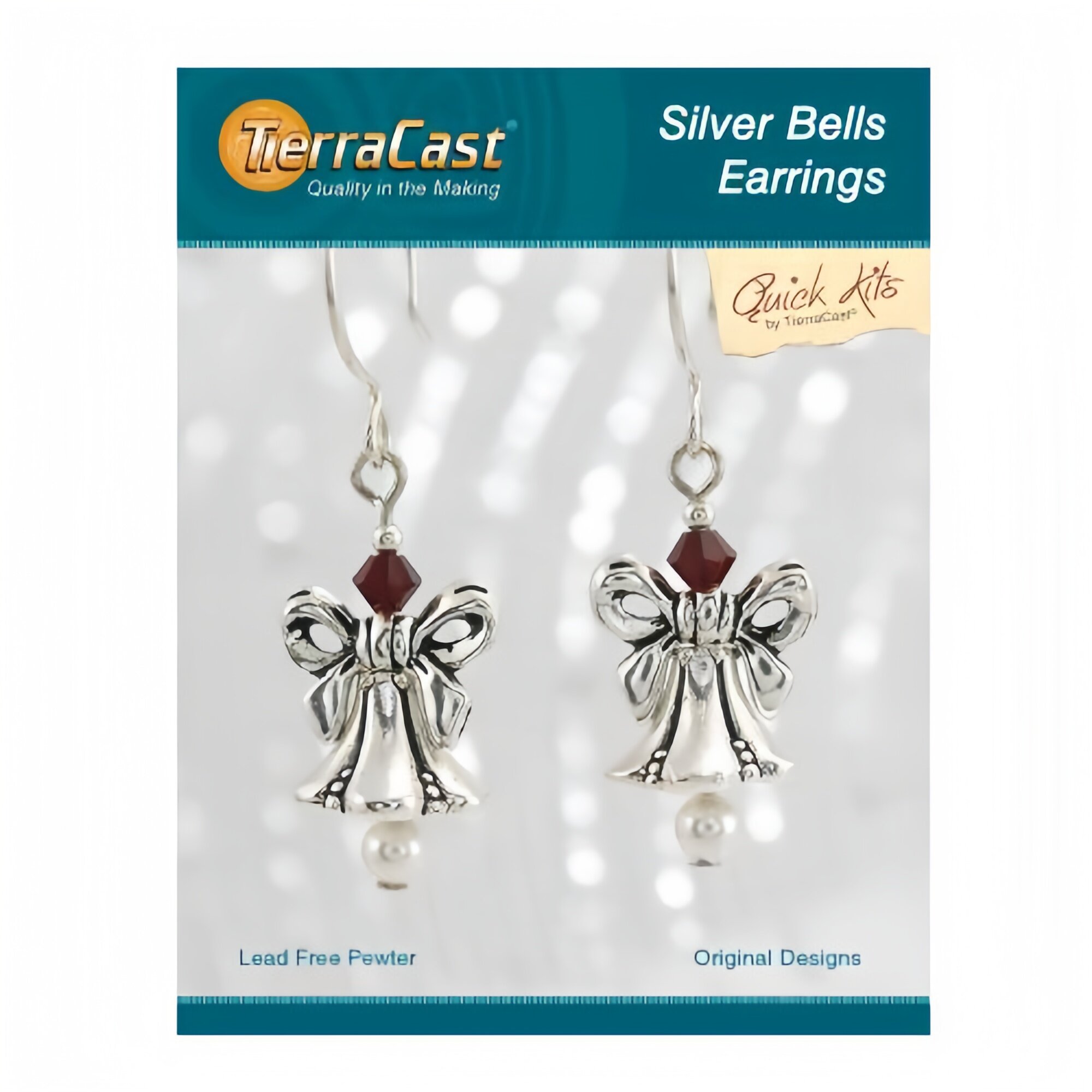 Набор для сборки украшения, 50мм, TierraCast, серьги Silver Bells, посеребренные, 1 шт.
