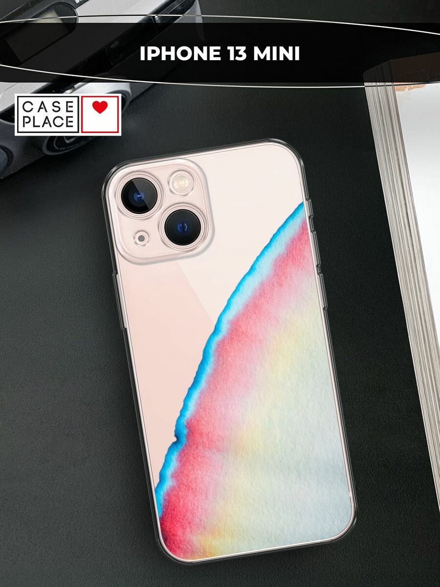 Чехол на Apple iPhone 13 mini / Айфон 13 мини с принтом Слияние красок, прозрачный