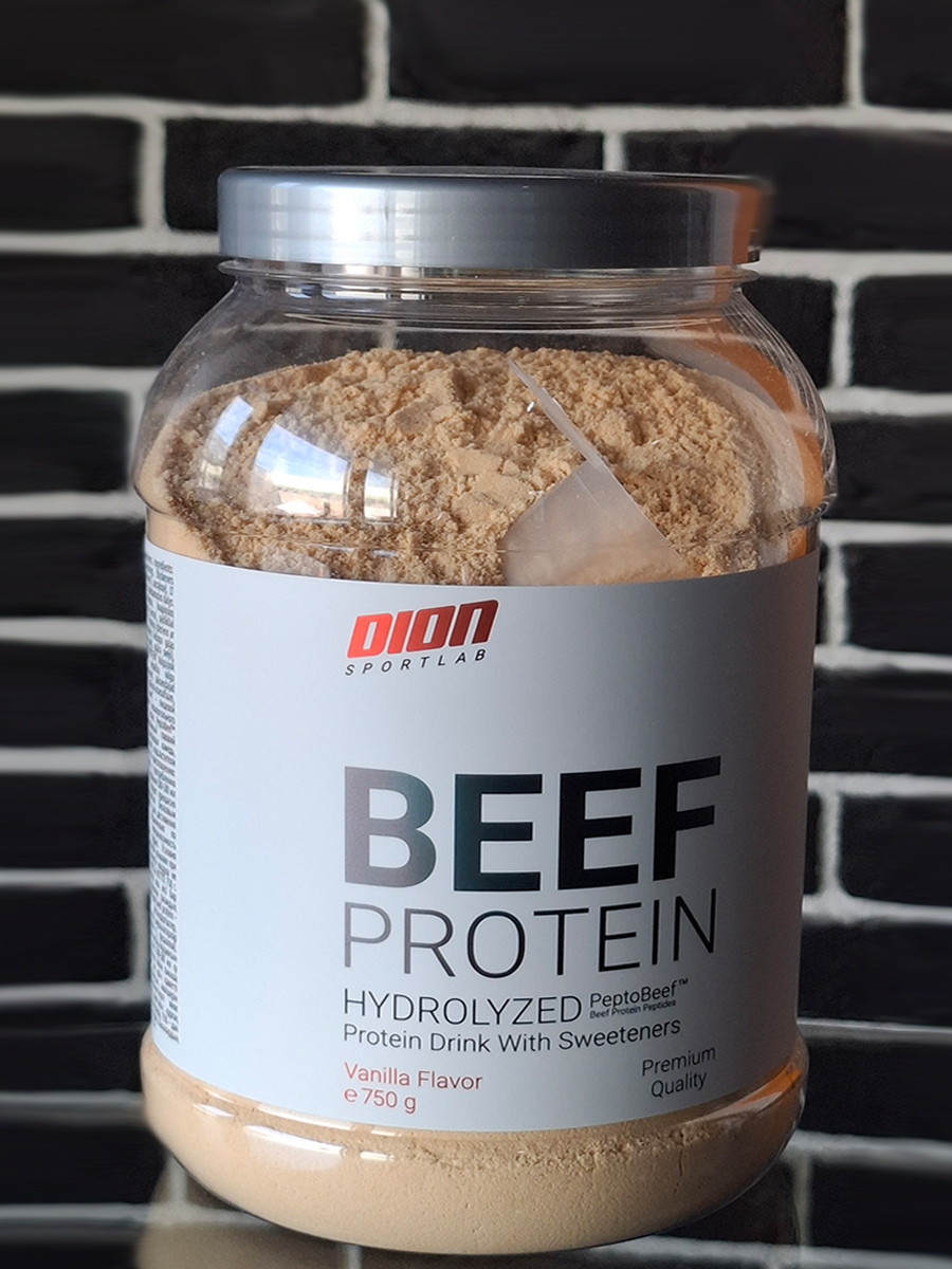 Профессиональный Гидролизованный Пептидный Beef Protein Dion Sportlab, Говяжий Протеин. Вкус: Бельгийский шоколад. Порошок 750г, Латвия