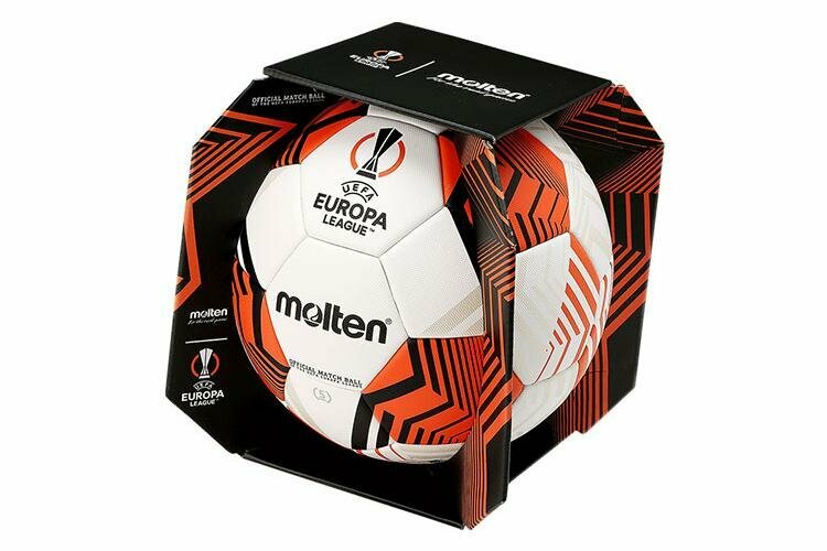 Футбольный мяч унисекс Molten размер 5, бело-оранжевый, S EU, PU, бесшовный термобиндинг