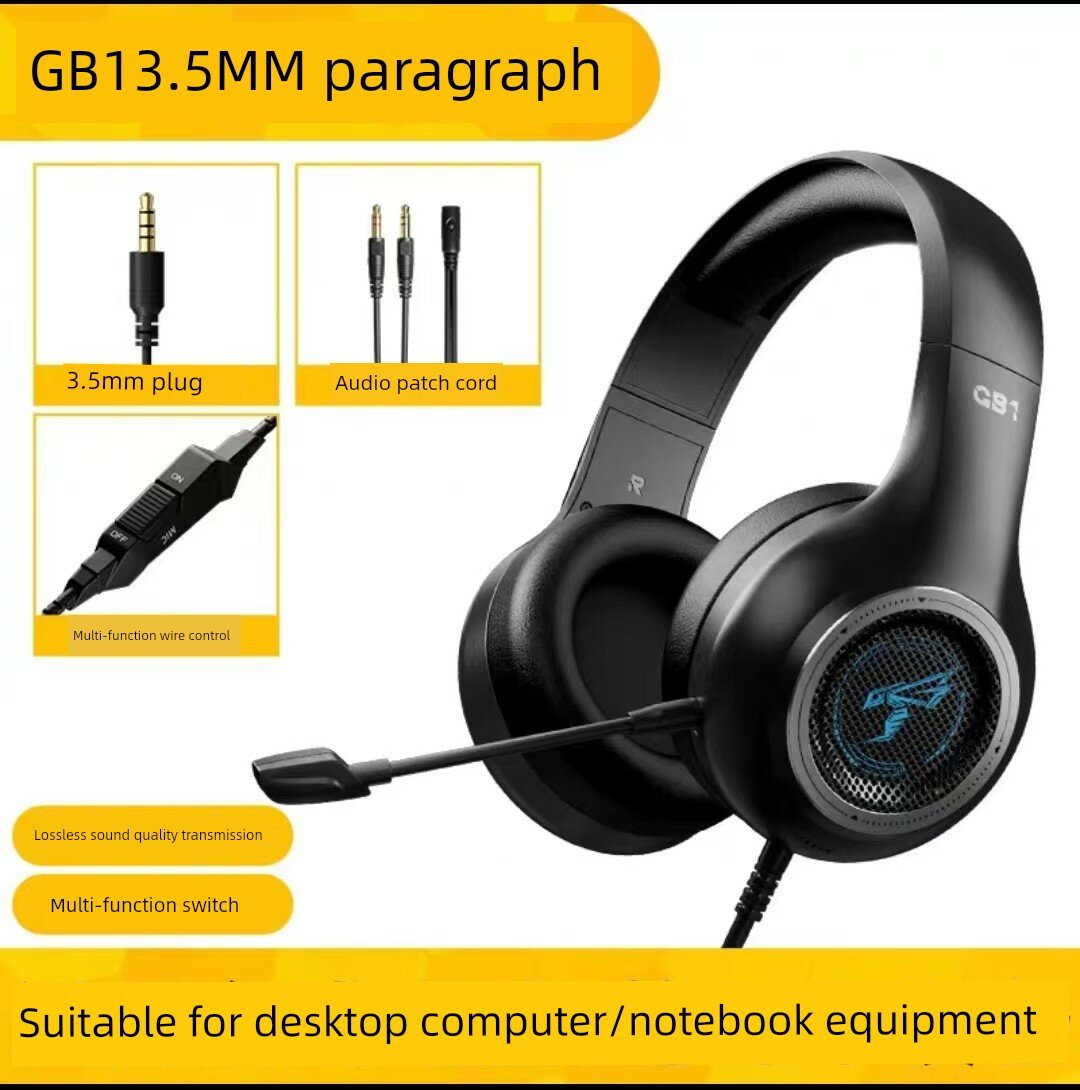 Игровая гарнитура с 3.5 мм разъемом, проводным микрофоном, 7.1 surround sound для ПК-игр, игр FPS, удобные амбушюры
