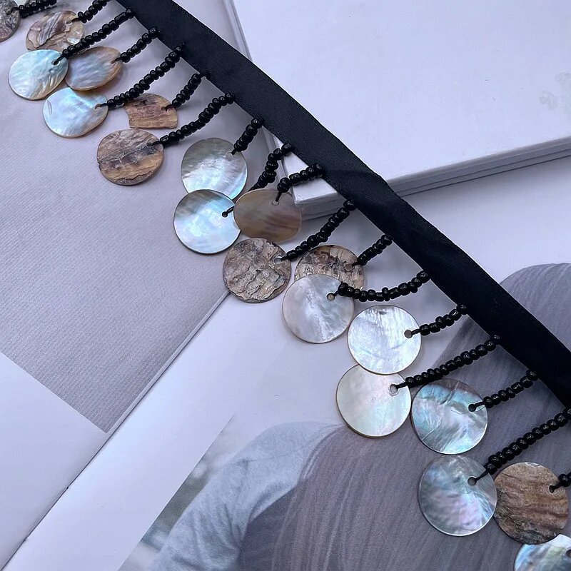 Полиэстерная кружевная тесьма с бисером