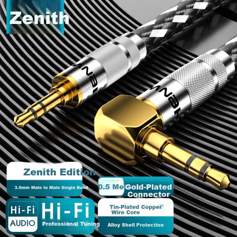 Аудиокабель ZHENWEI AUX3.5, с угловым разъемом, для авто, наушников, компьютера, 0,5 м