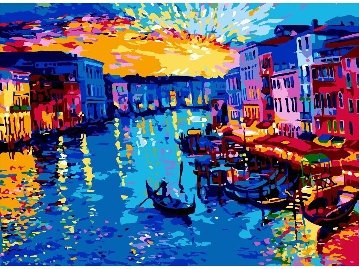 Картина по номерам на подрамнике "Цветной пейзаж Венеции" (22х30)