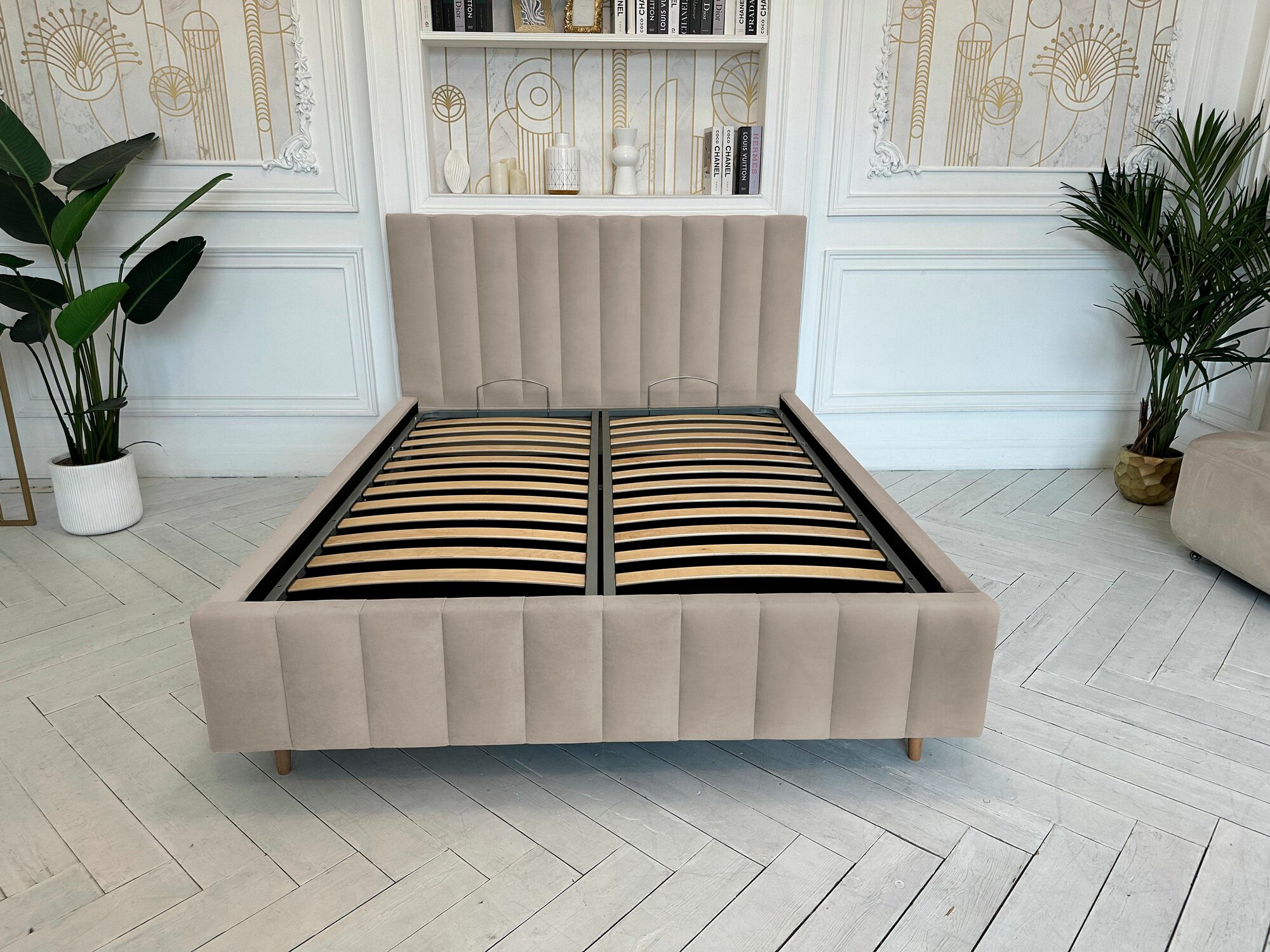 Кровать 200х200 с подъемным механизмом двуспальная, Ницца с мягким изголовьем для дома и спальни, ортопедическое основание, ящик для белья