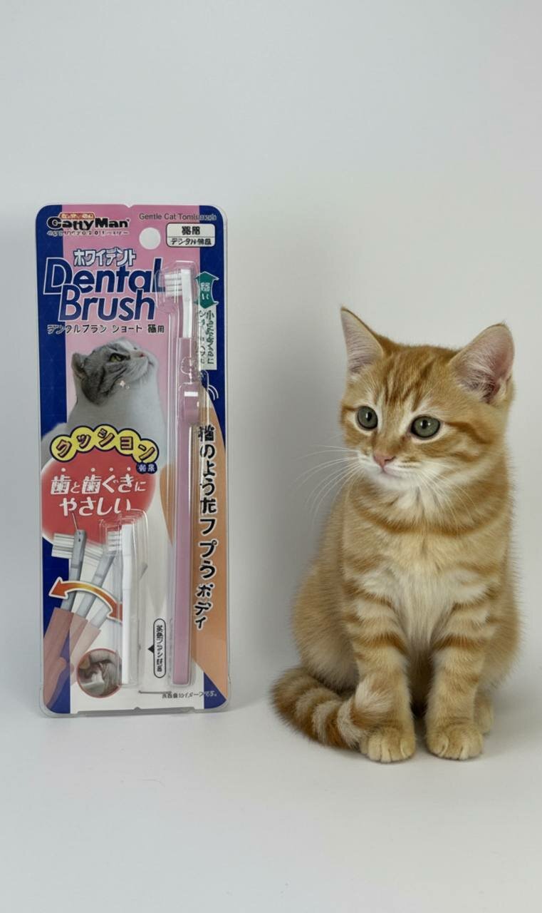 Зубная щетка для кошек Japan Premium Pet, с подвижным корпусом и сменным блоком.
