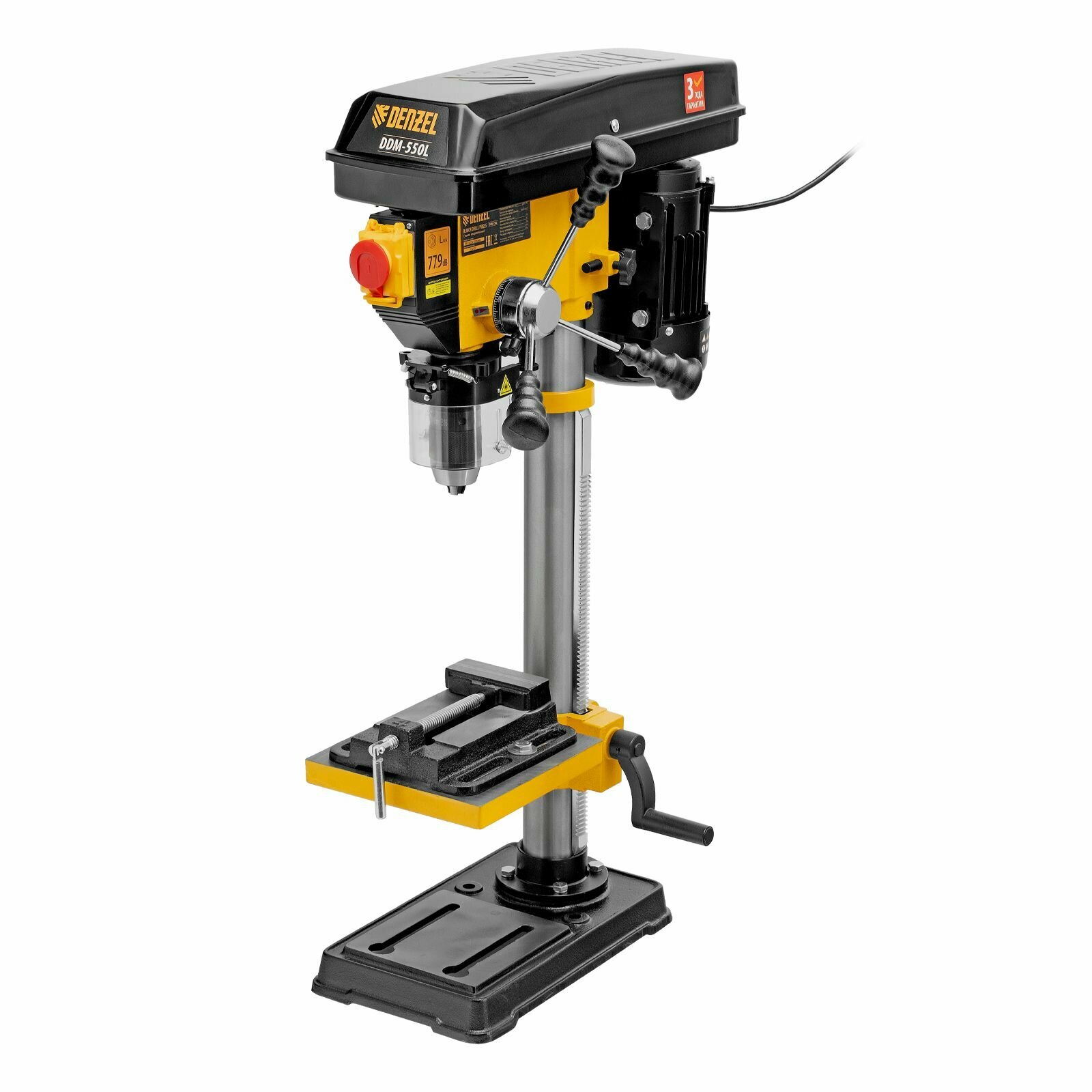 Станок сверлильный DDM-550L, 550 Вт, 16 мм, 12 ск, лазер, настольный Denzel. 95322