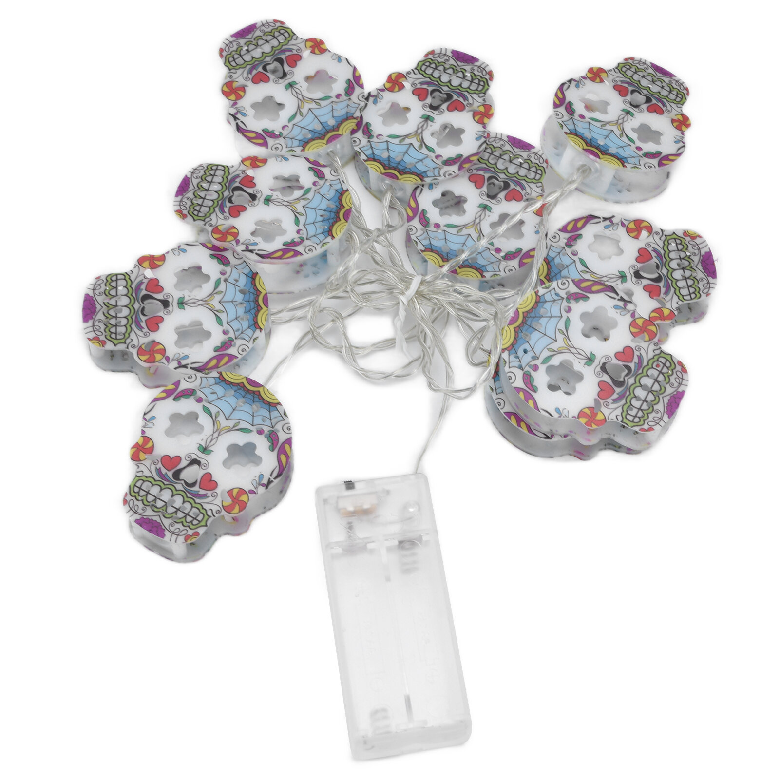 10LED Skull String Lights Halloween for Festival Party Holiday Decoration Battery Operated